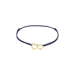 Elli Armband »Herz Nylon Bändchen 925 Sterling Silber« Gold 16 cm Armband für Damen ohne Stein ideal für den stilbewussten Auftritt
