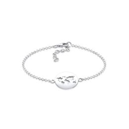 Elli Armband &raquo;Weltkugel Pl&auml;ttchen Anh&auml;nger 925 Sterling Silber&laquo; Silber 16 cm Armband f&uuml;r Damen aus 925 Sterling Silber strahlt Eleganz aus
