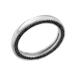 Celesta Fingerring »Silber 925 rhodiniert mit 104 schwarzen Zirkonia-Steinen« Silbergrau 054 (17,2) Modischer Damen-Ring aus echtem 925 Silber