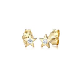 Elli DIAMONDS Paar Ohrstecker »Ohrstecker Stern Diamant (0.03ct) 375 Gelbgold« Gold onesize Ohrringe für Damen mit Diamant in Brillantschliff
