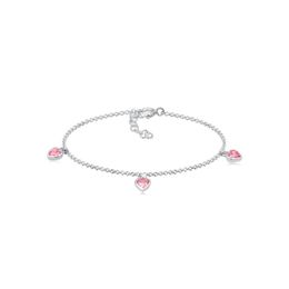 Elli Armband »Herz Zirkonia Pink 925 Sterling Silber« Silber 14 cm Armband für Mädchen mit Herzsymbol und rosa Zirkonia