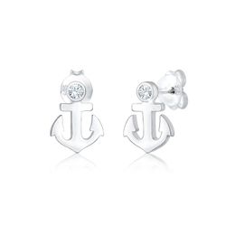 Elli Paar Ohrstecker &raquo;Ohrstecker Anker Glas Kristalle Wei&szlig; 925 Sterling Silber&laquo; Silber onesize Ohrstecker f&uuml;r Damen mit Swarovski Kristallen...