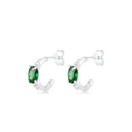 Elli Paar Creolen &raquo;Creole Ohrstecker Zirkonia Gr&uuml;n 925 Sterling Silber&laquo; Silber onesize Ohrringe f&uuml;r Damen mit Zirkonia in Gr&uuml;n und Wei&szlig; verleihen...