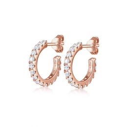 Elli Paar Creolen »Creole mit Stein Zirkonia Weiß 925 Sterling Silber« Rosegold onesize Ohrringe für Damen mit funkelnden Zirkonia Steinen in...