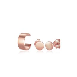 Elli Ohrring-Set &raquo;Ohrstecker Earcuff Set 925 Sterling Silber&laquo; Rosegold onesize Ohrringe f&uuml;r Damen im Pl&auml;ttchen Design verleihen jedem Outfit einen...