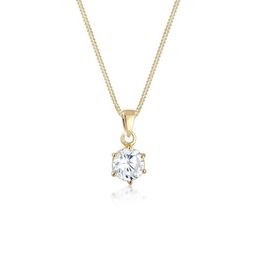 Elli Premium Collierkettchen »Solitär Halskette Zirkonia Weiß 375 Gelbgold« Gold 45 Halskette für Damen mit Zirkonia verleiht jedem Outfit einen...