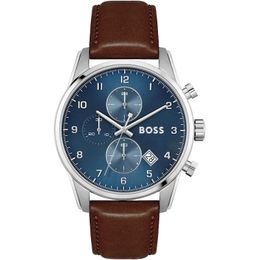BOSS Chronograph »SKYMASTER« Quarzuhr, Herrenuhr, Armbanduhr, Stoppfunktion, Lederarmband dunkelbraun Äußerst schicker Herrenchronograph von Hugo BOSS