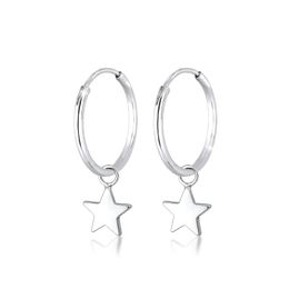Elli Paar Creolen »Creolen Stern 925 Sterling Silver« Silber onesize Ohrringe für Damen aus 925 Sterling Silber bringen Glanz in jeden Anlass