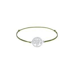 Elli Armband »Lebensbaum Boho Festival Nylon Band 925 Sterling Silber« Olive 16 cm Armband für Damen aus 925er Sterlingsilber strahlt Eleganz aus