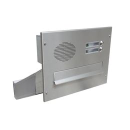 Renz Edelstahl Mauerdurchwurf Briefkasten mit Sprechsieb & 2 Tastern - T: 33-50 cm - D-042