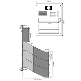 Renz 3er Kamera Durchwurf Briefkastenanlage in RAL 7016 - T: 33-50 cm - D-042