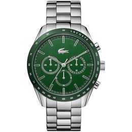 Lacoste Chronograph »BOSTON« Armbanduhr, Quarzuhr, Herrenuhr, Tag, Stoppfunktion, Edelstahlarmband silberfarben Moderner Herrenchronograph