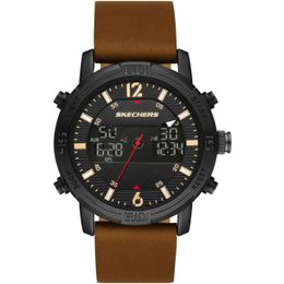 Chronograph Skechers "REDLANDS", braun, Armbanduhren, Herren, Quarzuhr, Armbanduhr, Herrenuhr, Lederarmband, digital, Stoppfunktion