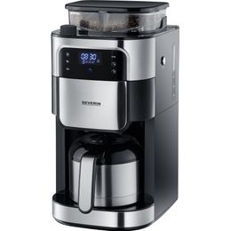 Severin Kaffeemaschine mit Mahlwerk "KA 4814", schwarz (edelstahl, gebürstet, schwarz), 1 l, 8 Tasse(n), Kaffeemaschinen, mit Mahlwerk, Schwenkfilter, LED-Touch-Display, Timerfunktion