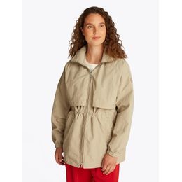 Windbreaker Tommy Hilfiger "NYLON CRINKLE WINDBREAKER", Damen, Gr. L (40), grün (sandalwood), Web, Obermaterial: 100% Polyamid, unifarben, casual, normal hüftbedeckend, Langarm elastischer Bund, Jacken, in Crinkle-Qualität