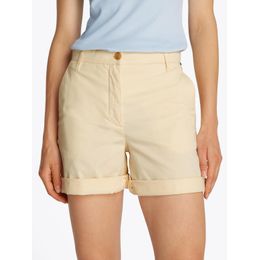 Chinoshorts Tommy Hilfiger "CO BLEND GMD CHINO SHORT", Damen, Gr. 46, N-Gr, weiß (ivory petal), Web, Obermaterial: 65% Baumwolle, 33% Lyocell, 2% Elasthan, unifarben, casual, regular fit kurz, Hosen, mit Umschlagsaum