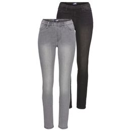 Jeansjeggings Arizona, Damen, Gr. 34, N-Gr, schwarz used, grau used, Jeans, Obermaterial: 80% Baumwolle, 19% Polyester, 1% Elasthan, clean, Basic, eng lang, Jeans, enge Passform, Röhrenjeans, Used-Look-Waschung, hohe Leibhöhe