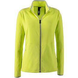 Fleecejacke DEPROC Active "DECORAH II WOMEN", Damen, Gr. 40/42 (M), grün (limette), 100% Polyester, casual, tailliert, Langarm gerader Abschluss, Jacken, weiche Fleecejacke in traditioneller Optik