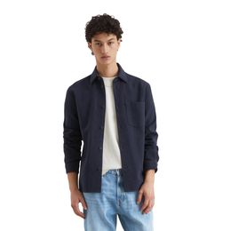 Marc O'Polo Hemdjacke MARC O'POLO DENIM, Herren, Gr. L, blau (true navy), Obermaterial: 100% Baumwolle, casual, Langarm Manschette, Jacken, mit leichter Struktur