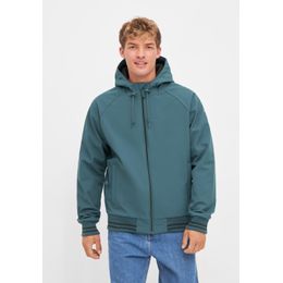 Softshelljacke Derbe "Helgoby", Herren, Gr. L, orion blau_navy, Obermaterial: 94% Polyester, 6% Elasthan; Futter: 94% Polyester, 6% Elasthan, sportlich, normal, Langarm Bündchen, Jacken, wasserabweisend, winddicht, Kapuze