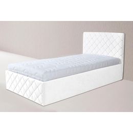 Polsterbett, weiß, B:110cm L:212cm, Bezug Bett: Microfaser (100% Polyester);Bonnell-Federkernmatratze: 51% Polypropylen, 39% Polyester, 10% Baumwolle;Kaltschaummatratze: 100% Polyester, Bezug abnehm- und waschbar bis 60C, Westfalia Schlafkomfort, Betten, inkl. Bettkasten bei Ausführung mit Matratze