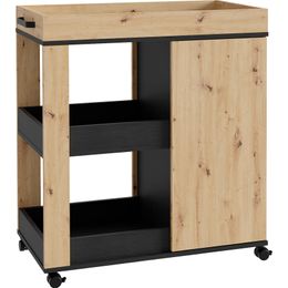 Barschrank FORTE "Homebar", schwarz (artisan eiche, schwarz eiche), B:77,4cm H:88,2cm T:42cm, Schränke, Höhe ca. 88,5 cm