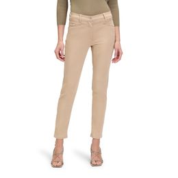 Stoffhose Betty Barclay "Betty Barclay Casual-Hose Slim Fit", Damen, Gr. 44, Normalgrößen, beige, Obermaterial: 64% Baumwolle, 33% Polyester, 3% Elasthan., casual, slim fit 7/8-Länge, Hosen, Passenabtrennung