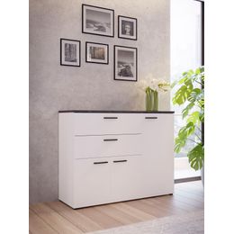 Highboard FORTE "FORTE Saltwater", weiß, B:125,1cm H:95,9cm T:41,3cm, Spanplatte, Sideboards, Breite ca. 125 cm