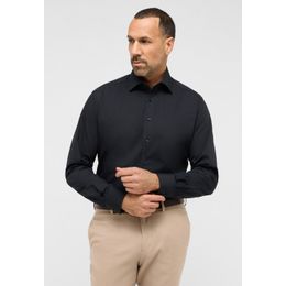 Langarmhemd Eterna "MODERN FIT", Herren, Gr. 39, Normalgrößen, schwarz, Twill, 46% Baumwolle, 8% Elasthan, 46% Polyester, tailliert, Manschette, Hemden, NON IRON (bügelfrei)