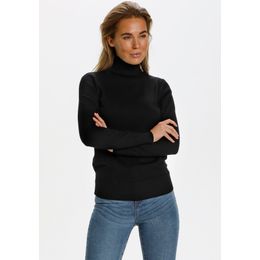 Rollkragenpullover Saint Tropez "MilaSZ J2046", Damen, Gr. XS (34), schwarz, Strick, Obermaterial: 80% Viskose, 20% Polyamid, feminin, figurbetont hüftbedeckend, Langarm Rippstrickbündchen, Pullover, mit Viskose