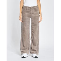 Cordhose Gang "94AMELIE WIDE", Damen, Gr. 26, N-Gr, grau (light taupe), Obermaterial: 47% Lyocell, 41% Baumwolle, 11% Polyester, 1% Elasthan, unifarben, casual, weit lang, Hosen, im lässigen Wide Fit