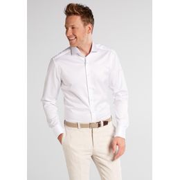 Langarmhemd Eterna "SLIM FIT", Herren, Gr. 42, Normalgr&ouml;&szlig;en, wei&szlig;, Twill, 100% Baumwolle, schmal, Manschette, Hemden, NON IRON (b&uuml;gelfrei)