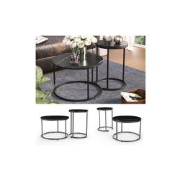 VICCO Couchtisch-Set Ottawa Schwarz Marmor-Optik 2 Teile