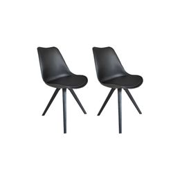 ByLiving Esszimmerstuhl KIRA, 2-er Set, Kunstleder schwarz, Gestell schwarz