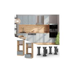 VICCO Mikrowellenschrank Fame-Line Eiche Hellblau-Grau gerahmt 60 cm mit Schublade