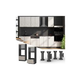 VICCO Mikrowellenschrank Fame-Line Anthrazit Grau-Beige gerahmt 60 cm mit Schublade