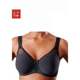 Minimizer-BH Nuance, Damen, Gr. 100, Cup F, schwarz, Jersey, Obermaterial: 90% Baumwolle, 5% Elasthan, 5% Polyamid, BHs, mit Bügel und gepunktetem Netzeinsatz