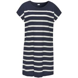 Nachthemd s.Oliver, Damen, Gr. 32/34, N-Gr, blau (dunkelblau, weiß, gestreift), Single Jersey, Obermaterial: 60% Baumwolle, 40% Polyester, gestreift, unifarben, casual, loose fit mini, Rundhals, Kurzarm angeschnitten, Kleider, mit garngefärbten Streifen