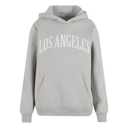 Kapuzenpullover MISS TEE "Miss Tee Los Angeles Ladies Fluffy Hoody", Damen, Gr. L, grau (lightasphalt), 70% Baumwolle, 30% Polyester, mehrfarbig, casual, loose fit, ohne Ausschnitt, Langarm, Pullover