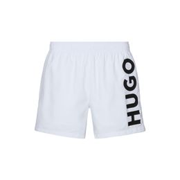 Badeshorts HUGO UNDERWEAR "ABAS", Herren, Gr. L (52), N-Gr, weiß, Microfaser, Microfaser, unifarben, sportlich, Badehosen, seitlich mit großem HUGO Logo-Print