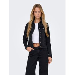 Jeansjacke Only "ONLWONDER DNM JACKET NOOS", Damen, Gr. L (40), schwarz (washed schwarz), Web, Denim/Jeans, Obermaterial: 79% Baumwolle, 20% Polyester, 1% Elasthan, unifarben, casual, sehr figurbetont, Langarm, Jacken, kurze, modische Form