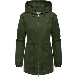 Outdoorjacke Ragwear "Monadissimo B", Damen, Gr. M (38), gr&uuml;n (olivgr&uuml;n), Obermaterial: 65% Polyester, 35% Baumwolle; Innenfutter: 100% Polyester, Basic, figurumspielend Po-bedeckend, hoch geschlossener Ausschnitt, &Auml;rmel ohne &Auml;rmelschlitz elastischer Bund, Jacken Outdoorjacke, Leichte Kapuzenjacke mit Taillenzugband