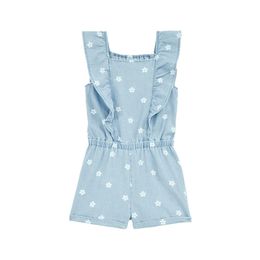 WE Fashion Jumpsuit M&auml;dchen Gr&ouml;&szlig;e 98/104 blue denim / wei&szlig;