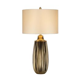 Elstead Newham Tischleuchte E27 67cm Bronze Keramik, Perlglanz Perlmuttsatin strukturiert