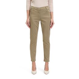 Stoffhose Betty Barclay "Betty Barclay Casual-Hose Slim Fit", Damen, Gr. 36, Normalgrößen, braun (soft olive), Obermaterial: 64% Baumwolle, 33% Polyester, 3% Elasthan., casual, slim fit 7/8-Länge, Hosen, Passenabtrennung