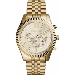 Chronograph Michael Kors "LEXINGTON", gold (goldfarben), Armbanduhren, Herren, Quarzuhr, Armbanduhr, Herrenuhr, Stoppfunktion, Edelstahlarmband