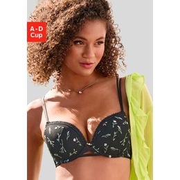 Push-up-BH Vivance "Thea", Damen, Gr. 75, Cup A, schwarz (schwarz, gebl&uuml;mt), Netz, Obermaterial: 56% Polyester, 38% Polyamid, 6% Elasthan, BHs Push-up-BH, mit Blumen aus feiner Stickereispitze, sexy Dessous