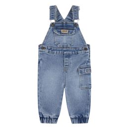 Overall LEVI'S KIDS "LOOSE FIT CARGO OVERALL", Baby, Gr. 12M (80), N-Gr, good grades, Denim/Jeans, Obermaterial: 62% Baumwolle, 31% Polyester, 5% Viskose, 2% Elasthan, unifarben, loose fit, Overalls, im Cargo-Design