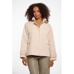 Rino & Pelle Anorak RINO & PELLE "Do Short", Damen, Gr. 40, beige (birch), Web, Obermaterial: 100% Polyester, unifarben, casual, gerade hüftlang, Rundhals, Langarm Raglanärmel, Jacken, mit abnehmbarer Kapuze