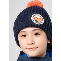 Jack Wolfskin Jungen Bommelmütze "POMPOM BADGE BEANIE K", blau, Gr. M, Hauptmaterial: 100% Acrylic; Kontrast: 100% Acrylic; Futter: 100% Polyester,